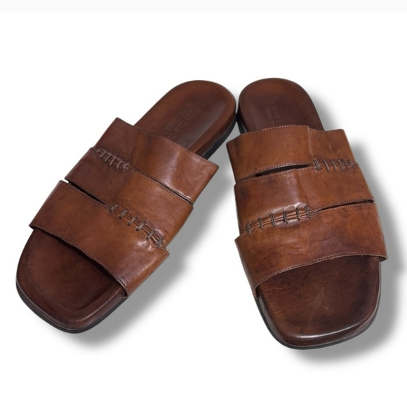 To Boot | Shoes | To Boot New York Brown Leather Port Slide Sandals ...